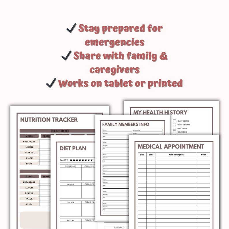 Medical Information Binder Printable: Personal Health Record PDF - Etsy