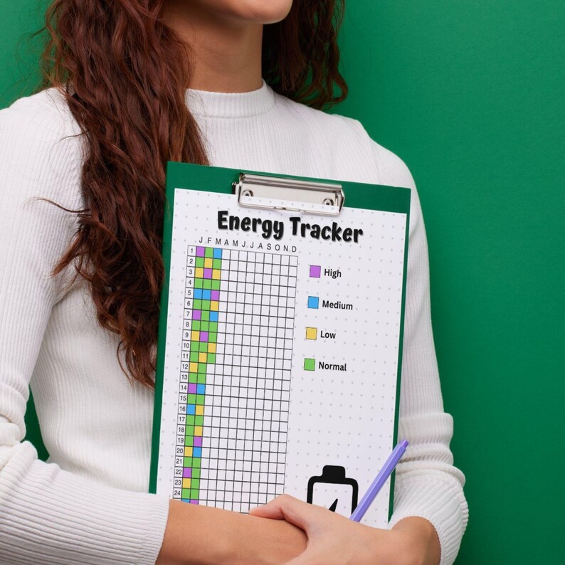 Energy Tracker Printable PDF, A4 Productivity & Wellness Journal ...