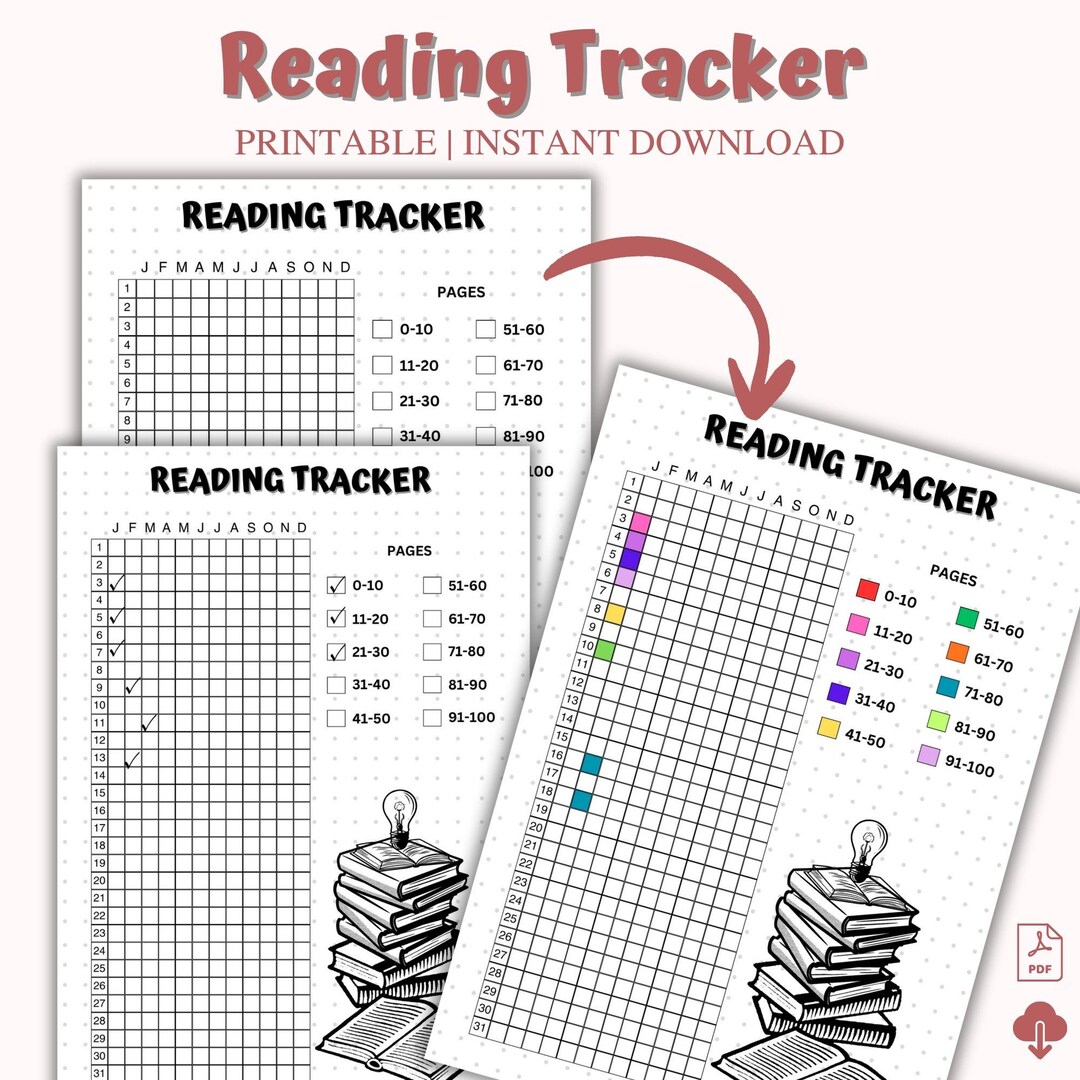 Monthly Reading Tracker Printable,daily Reading Habit Tracker Log ...