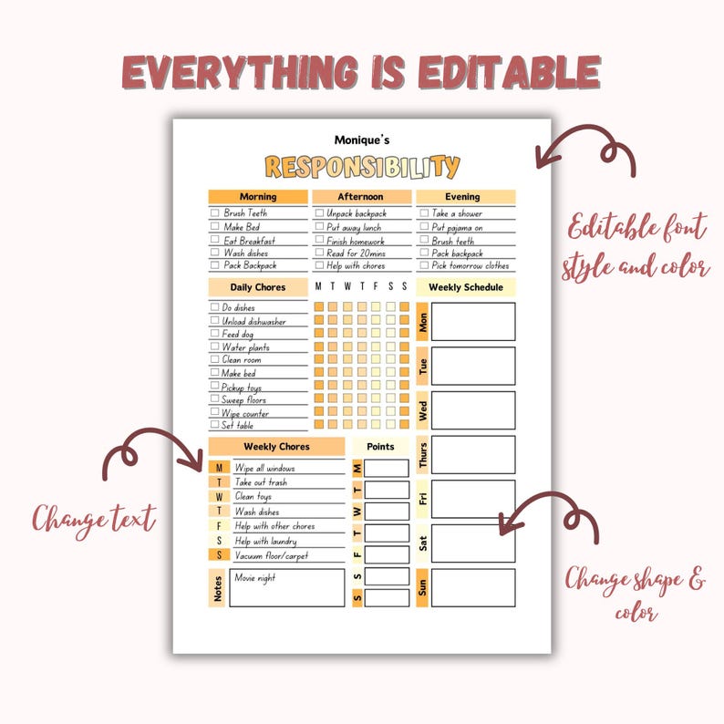 Kids Chore Chart Printable | Reward Chart for Kids | Daily Routine ...