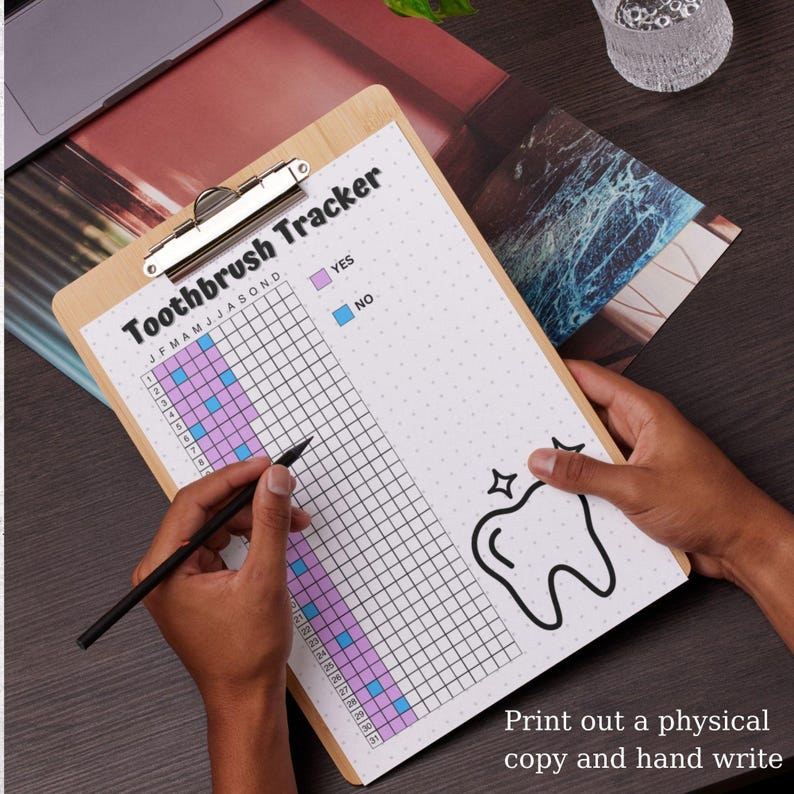 Teeth Brushing Tracker Printable, A4 Dental Hygiene Log PDF, Adult Self ...