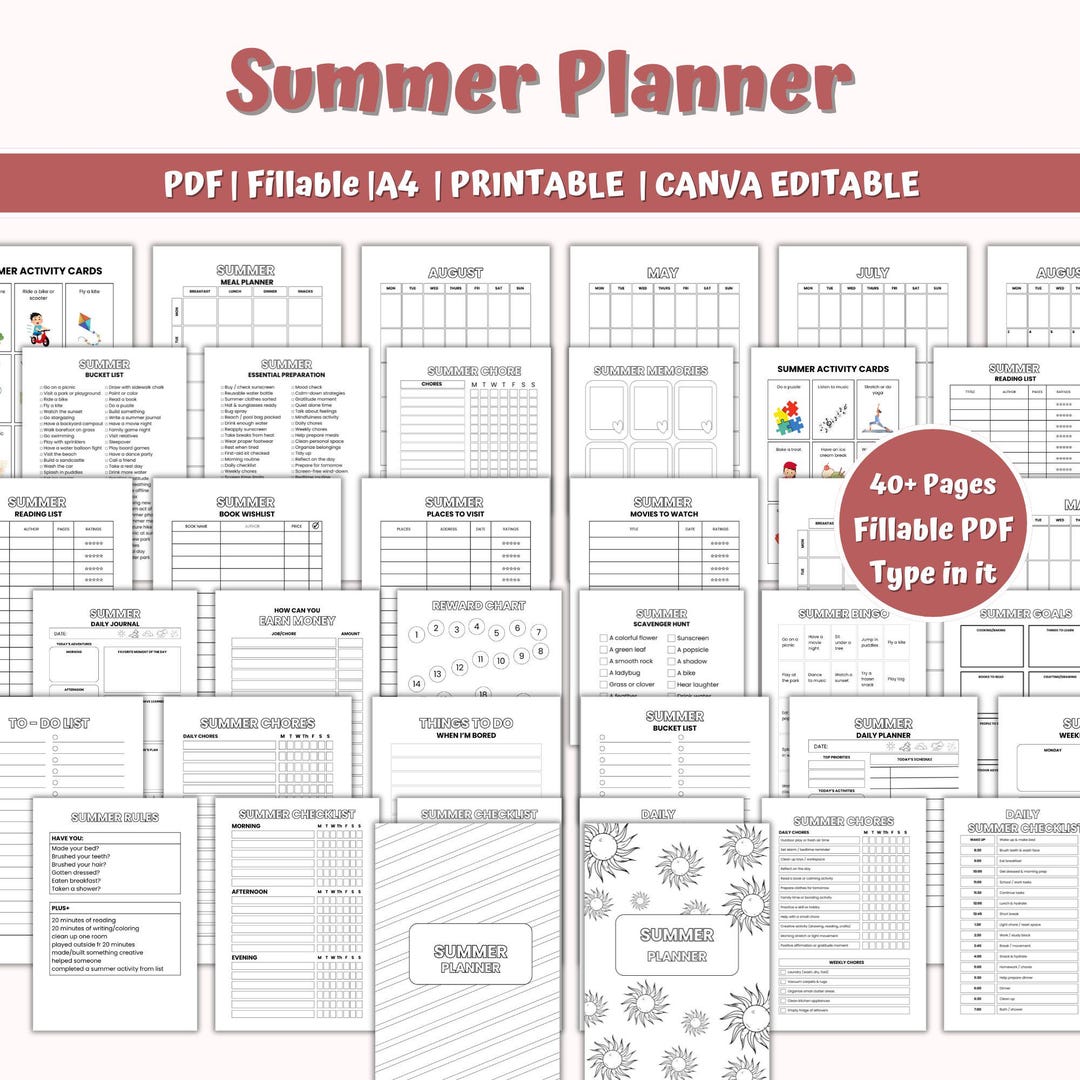 Summer Planner 2025 for Kids Printable,editable Summer Rules Checklist ...
