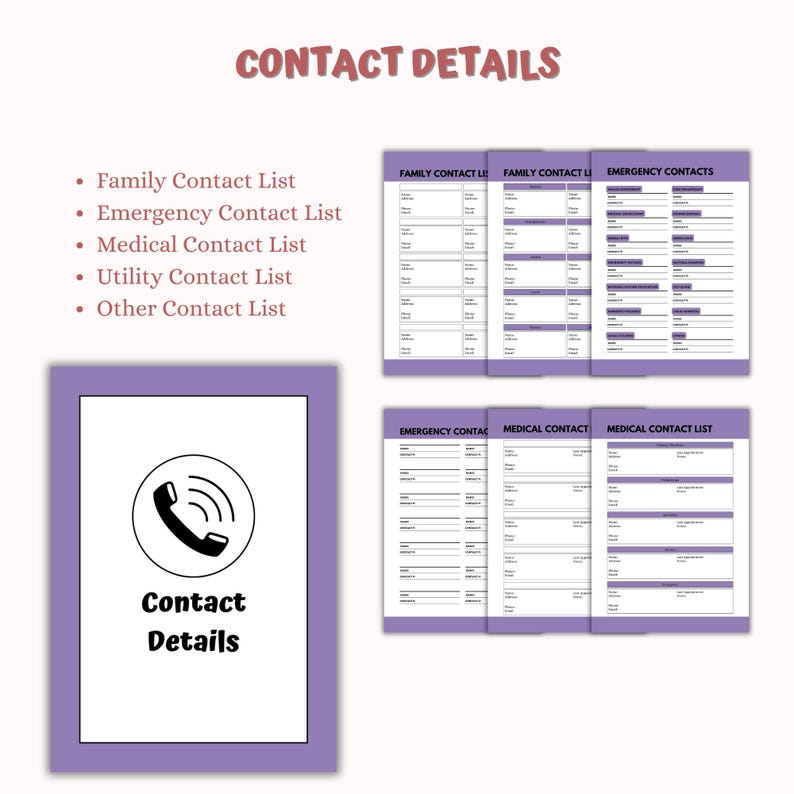 Emergency Binder Printable: Home & Medical Information, Life Planner ...