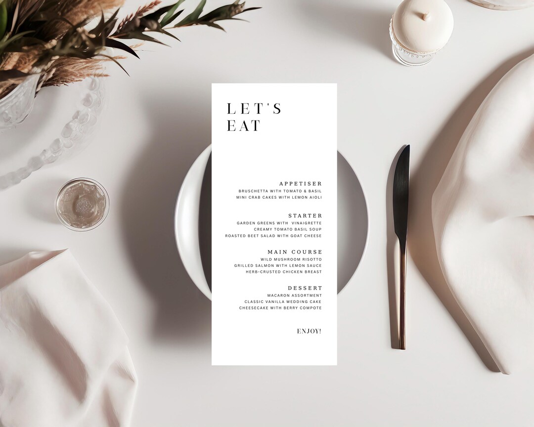 Modern 4x8 Menu Template | Editable Canva Menu Design | Printable Menu ...