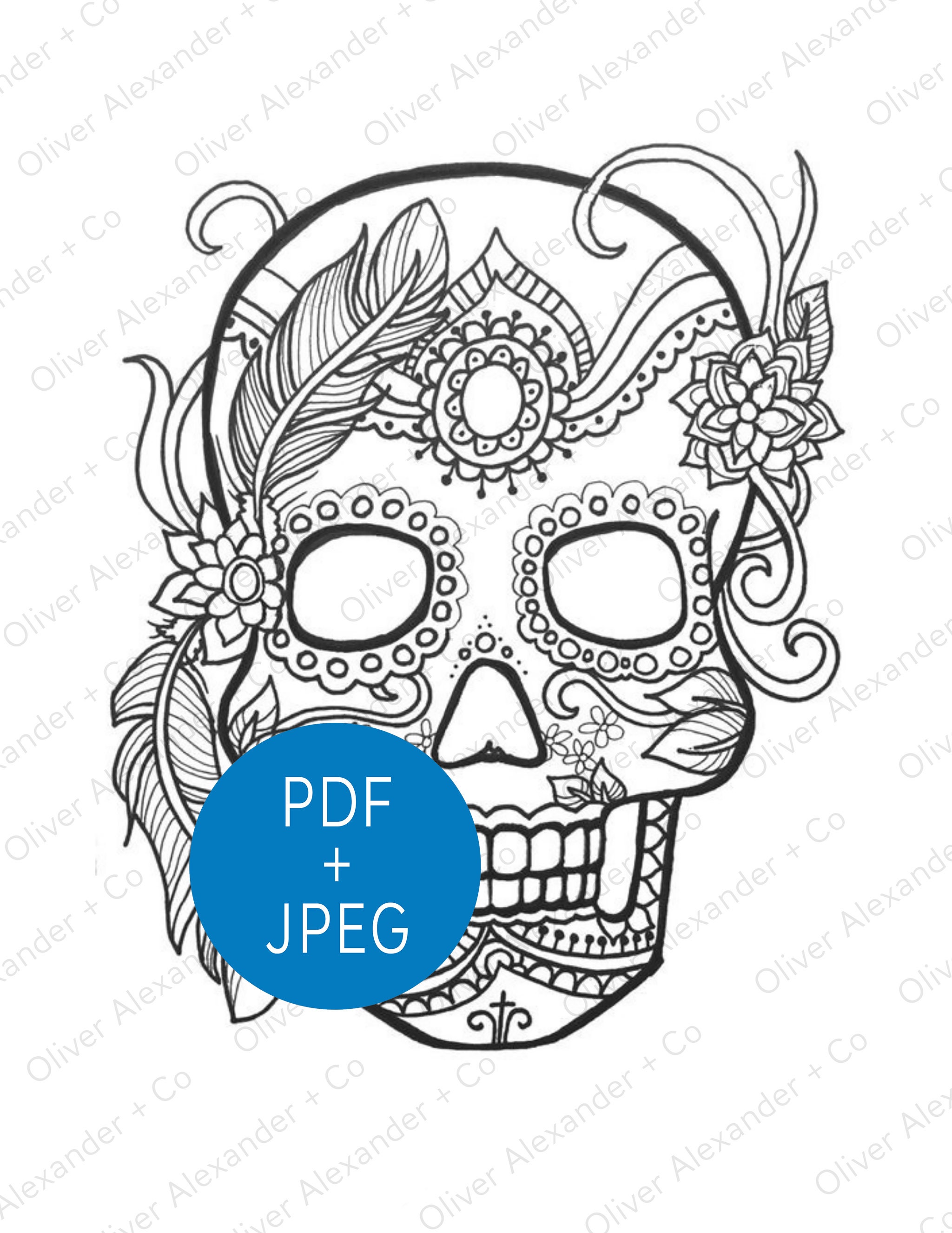 30 Sugar Skull Coloring Book Pages PDF | Etsy