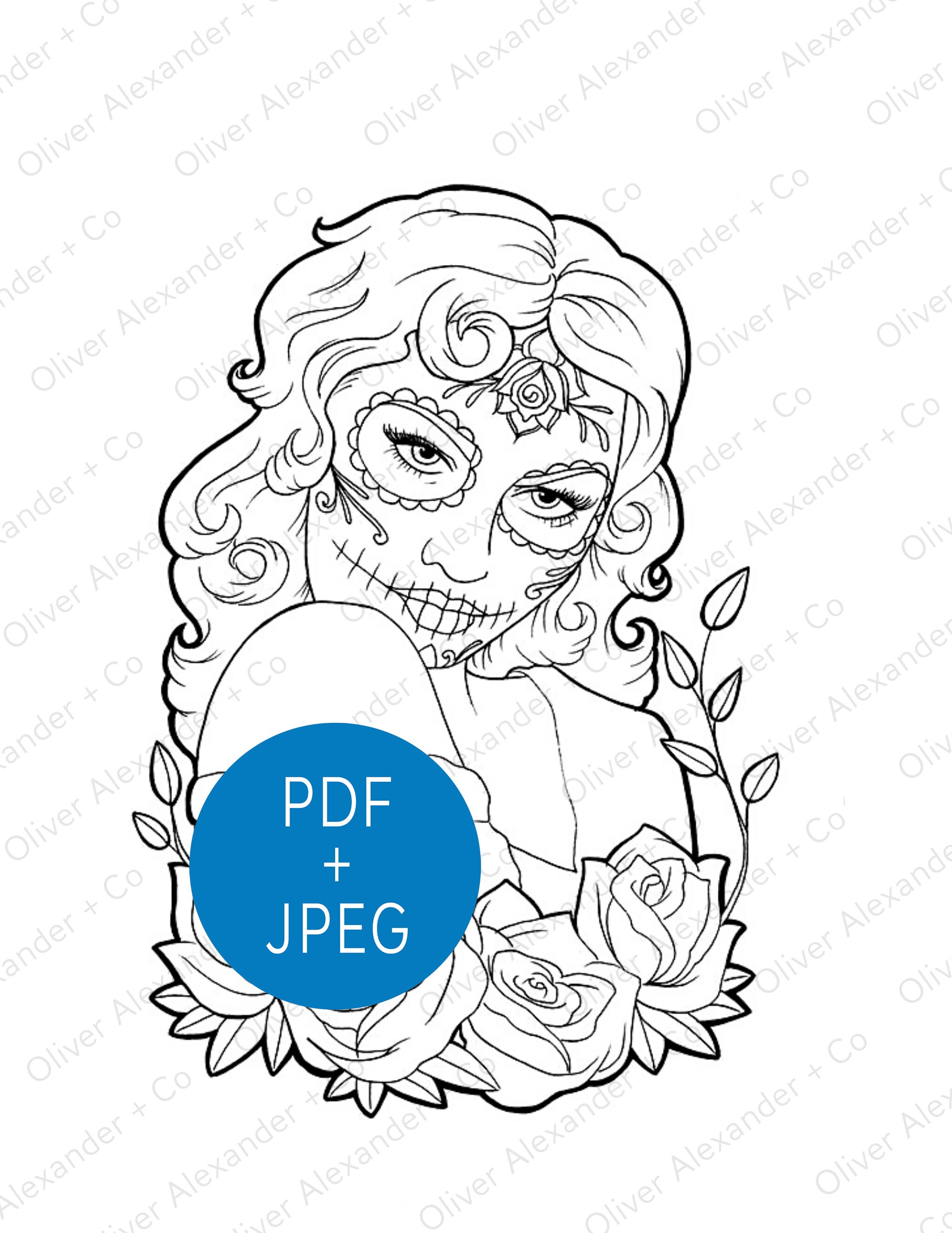 30 Sugar Skull Coloring Book Pages PDF | Etsy