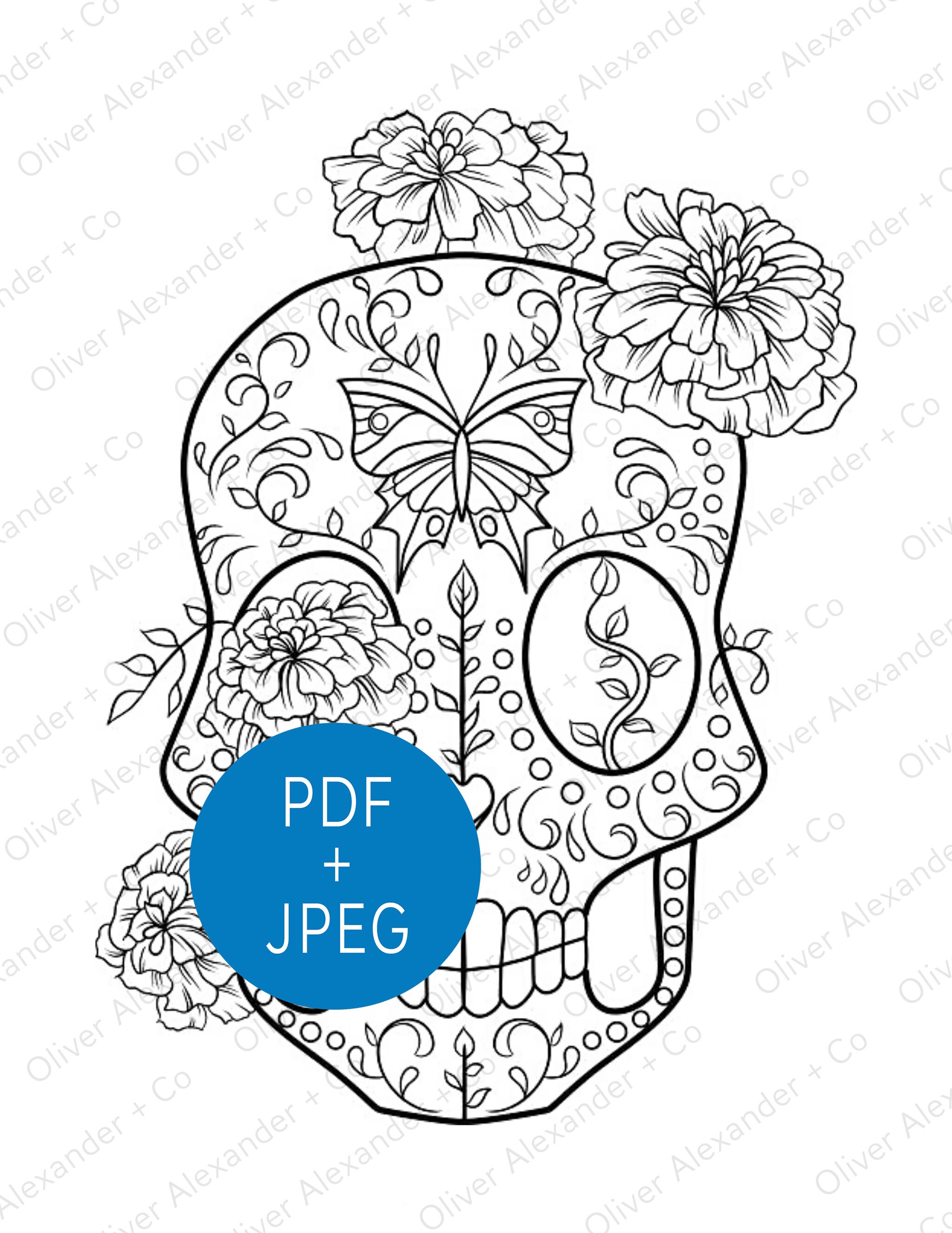 30 Sugar Skull Coloring Book Pages, PDF - Etsy