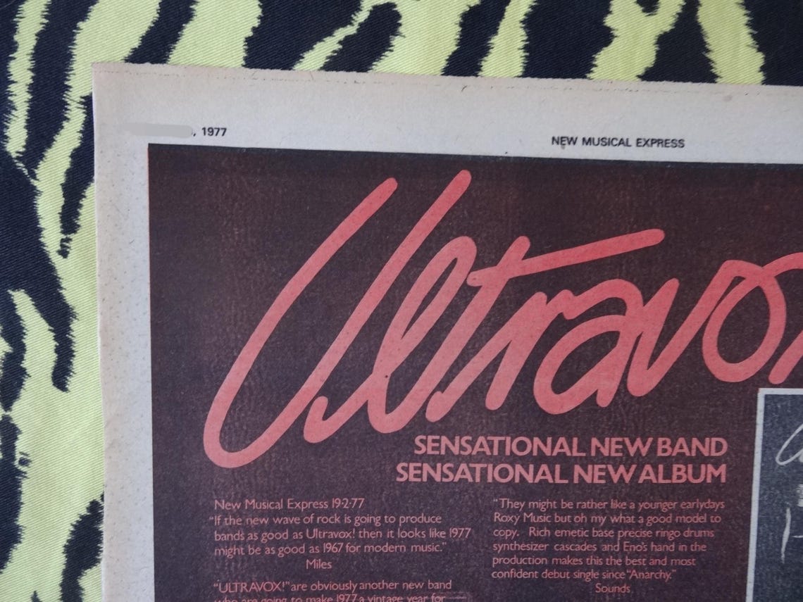 Original 1977 Ultravox Advert/poster, Rare Vintage Poster Ultravox "lp ...