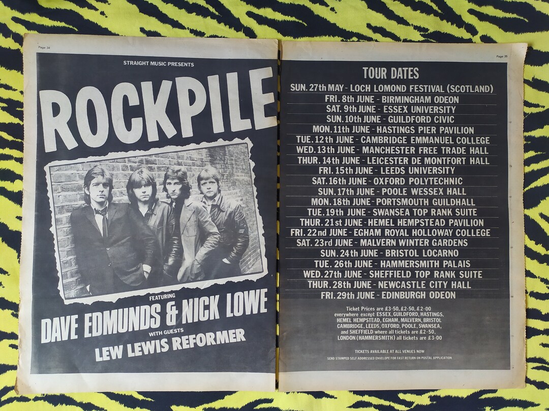 Original 1979 Rockpile Tour Double Advert/poster, Rare Vintage Poster ...