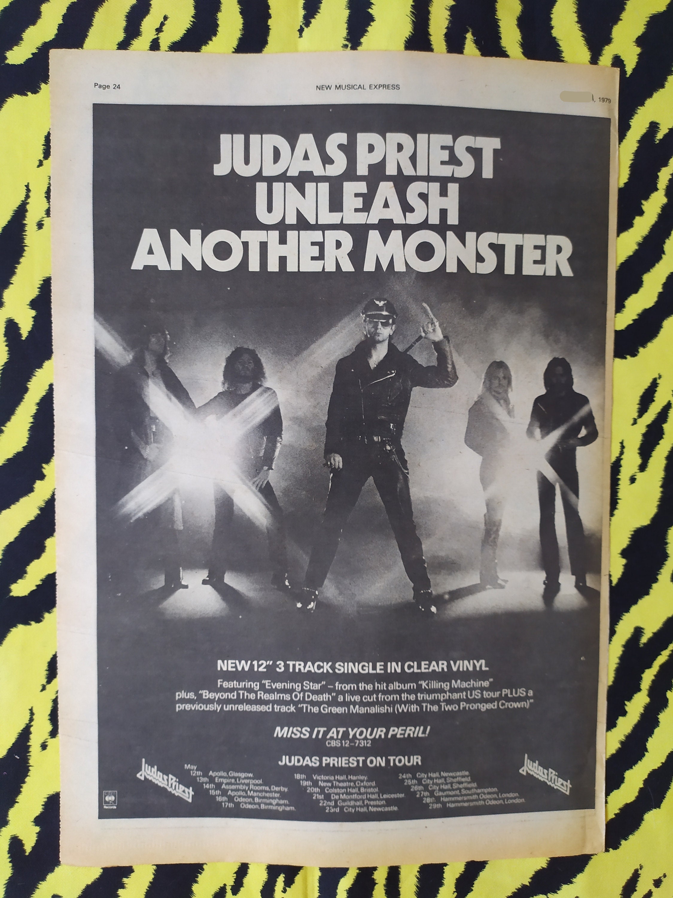 Original 1979 Judas Priest Tour Advert/poster, Rare Vintage Poster ...