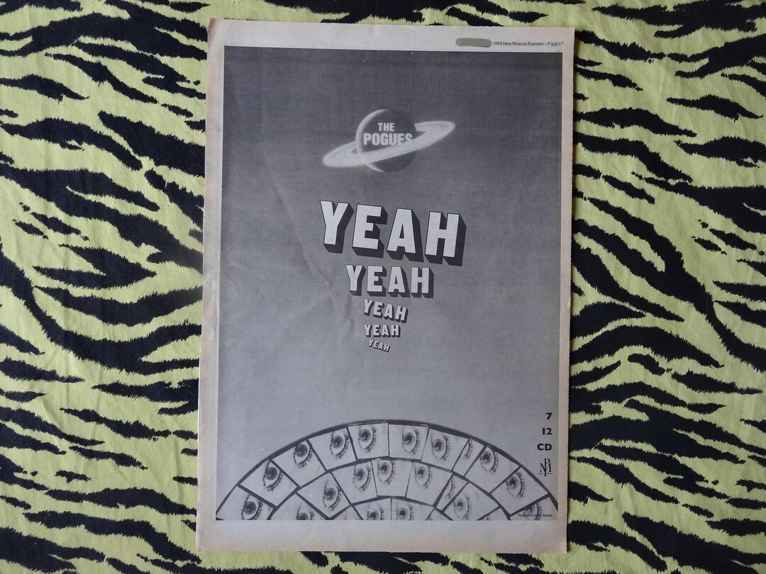 Original 1988 the Pogues Advert/poster, Rare Vintage Poster, Punk "yeah ...