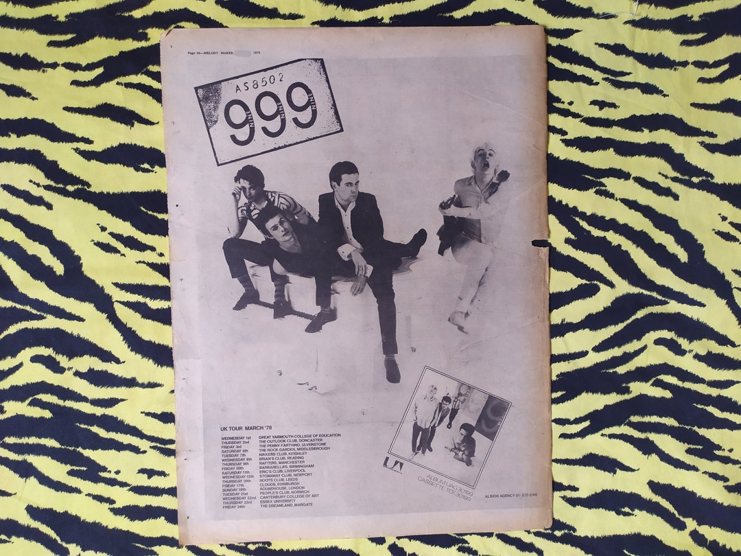 Original 1978 999 UK Tour Advert/poster, Rare Vintage Poster "nasty ...