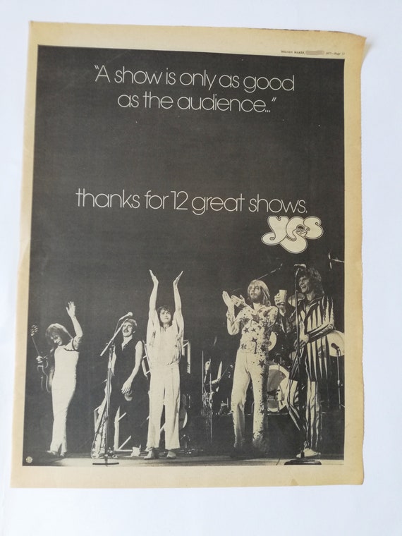 Original 1977 Yes Advert/poster Rare Vintage Poster Yes - Etsy