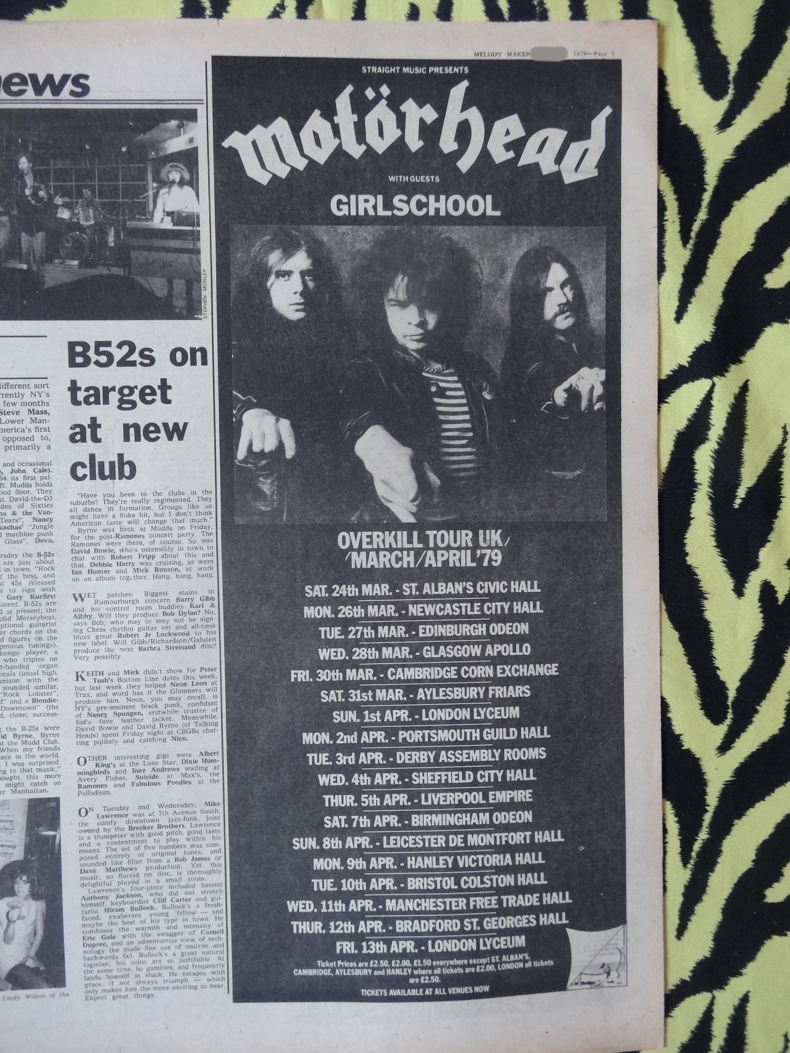 Original 1979 Motorhead Tour Advert/poster, Rare Vintage Poster ...