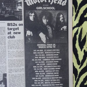 Original 1979 Motorhead Tour Advert/poster, Rare Vintage Poster ...