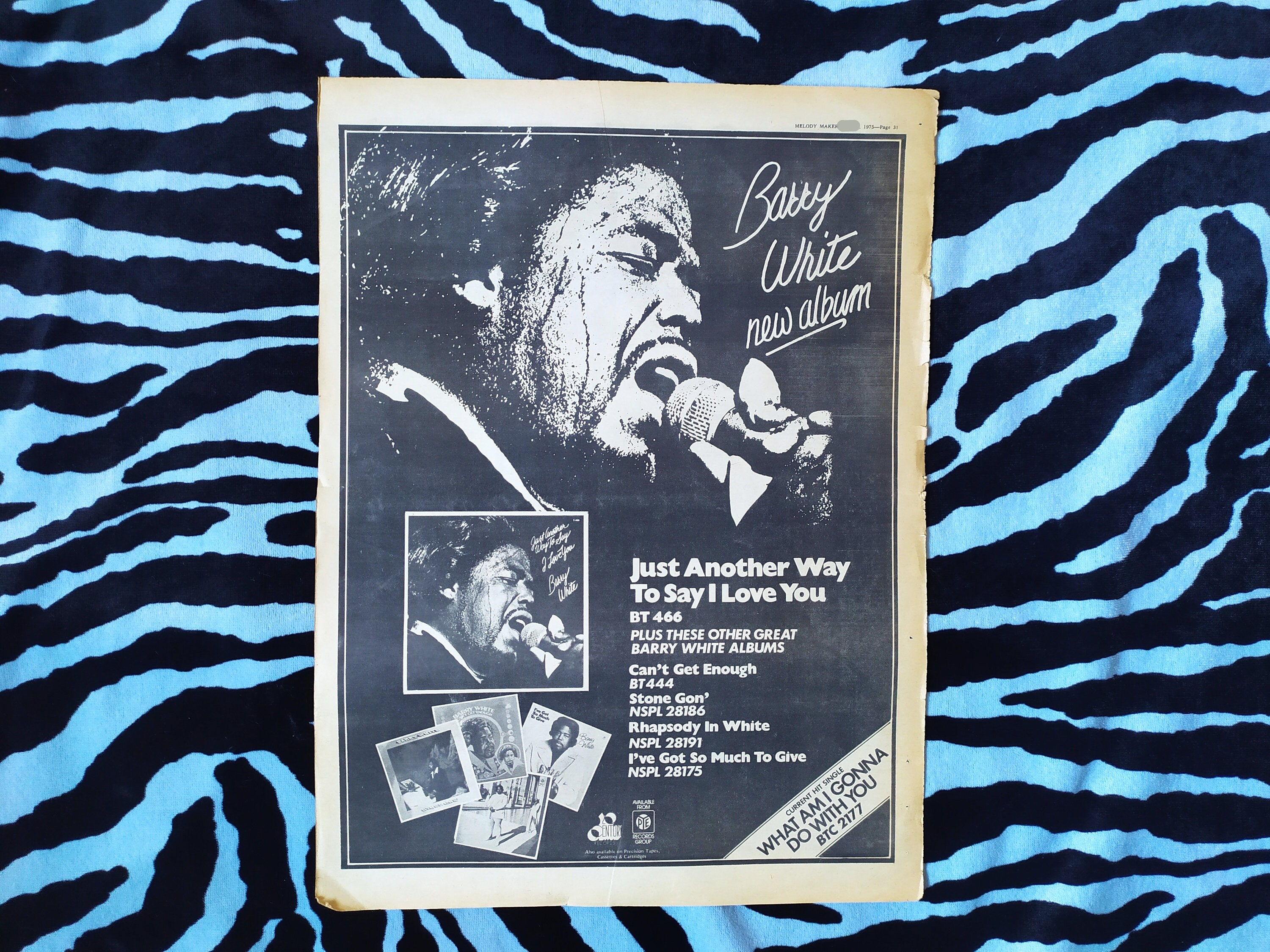 Original 1975 Barry White Advert/poster, Rare Vintage Poster new Album ...