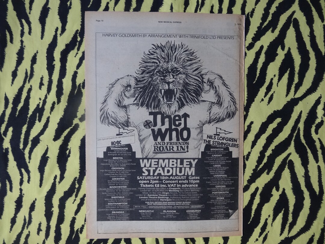 Original 1979 the Who Tour Advert/poster, Rare Vintage Poster "wembley ...