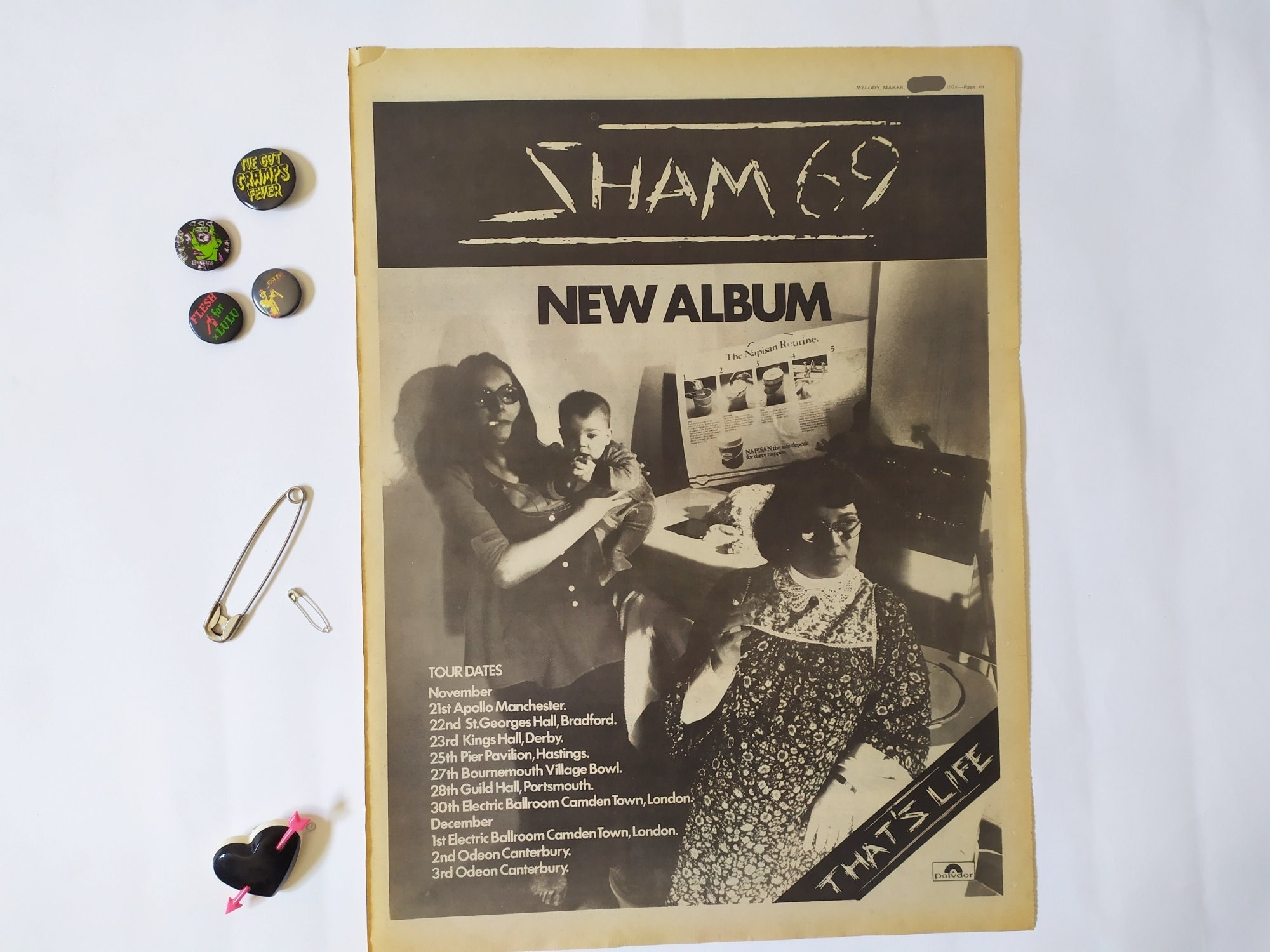 Original 1978 Sham 69 Advert/poster, Rare Vintage Poster Sham 69 thats ...