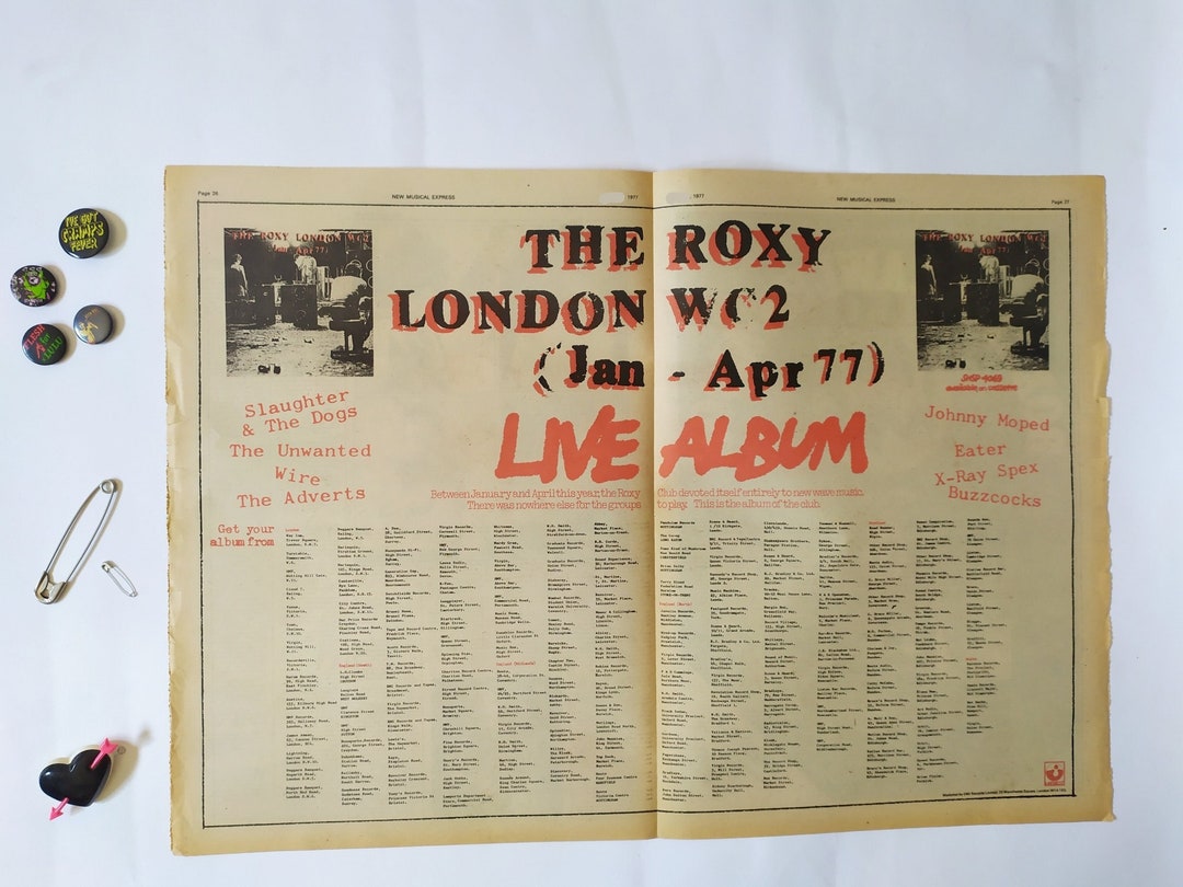 Original 1977 the ROXY CLUB Double Advert/poster, Rare Vintage Poster the Roxy "live Album ...