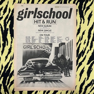 Original 1981 Girlschool Tour Advert/poster, Rare Vintage Poster "hit ...