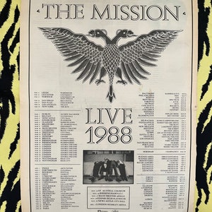 Original 1988 the Mission Tour Advert/poster, Rare Vintage Poster "live ...