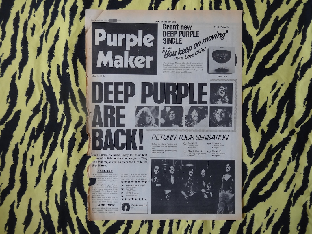 Original 1976 Deep Purple Advert/poster Rare Vintage Poster ...