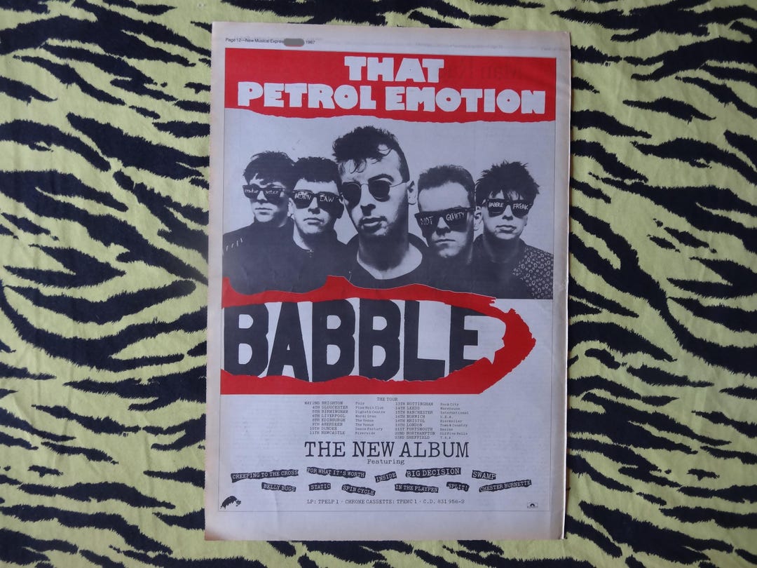 Original 1987 That Petrol Emotion Tour Advert/poster, Rare Vintage ...