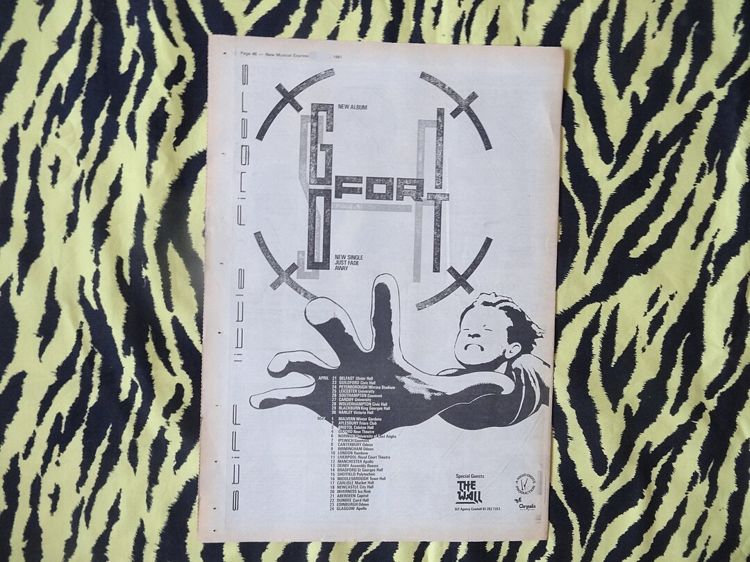 Original 1981 Stiff Little Fingers Tour Advert/poster, Rare Vintage ...