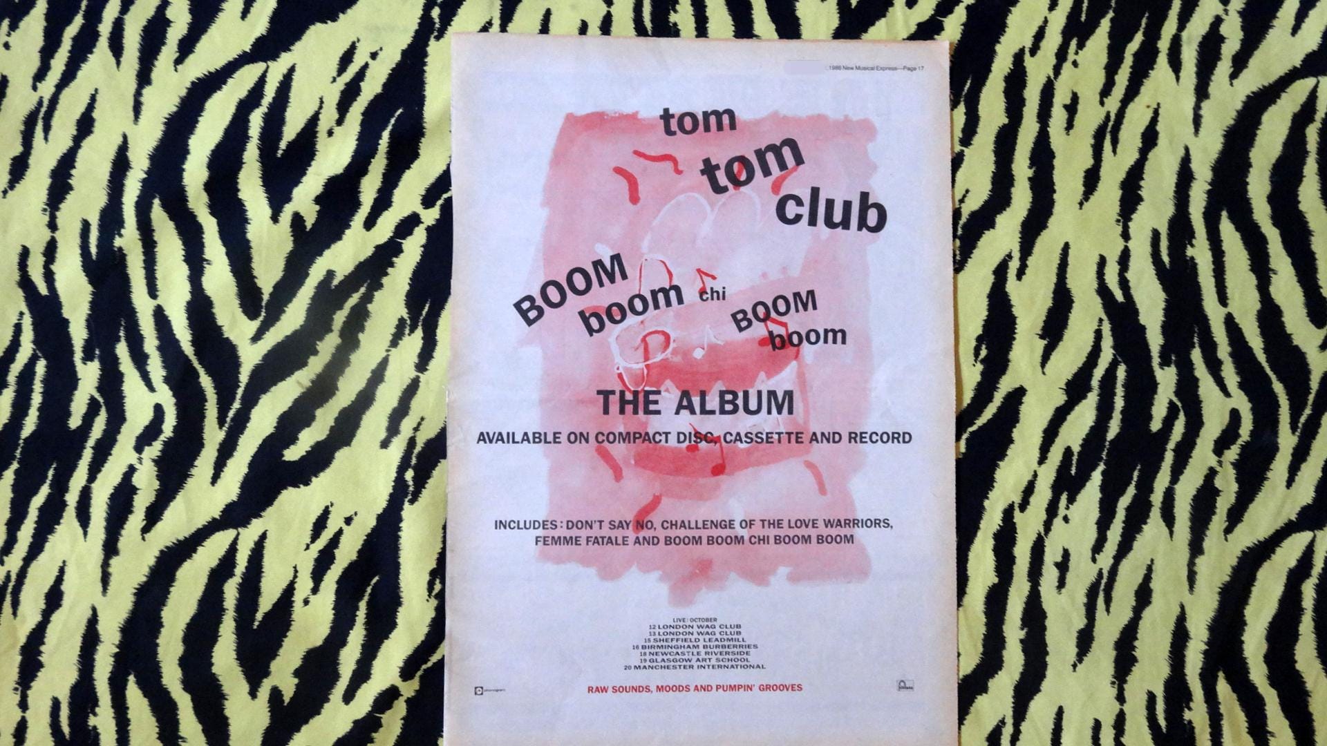 Original 1988 Tom Tom Club Advert/poster, Rare Vintage Poster "boom ...