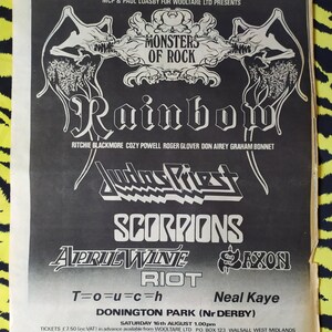 Original 1980 Monsters of Rock Advert/poster, Rare Vintage Poster ...
