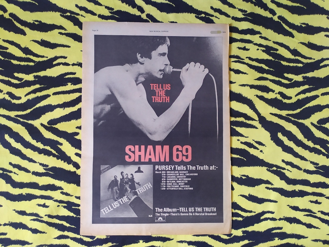 Original 1978 Sham 69 Tour Advert/poster, Rare Vintage Poster "tell Us ...