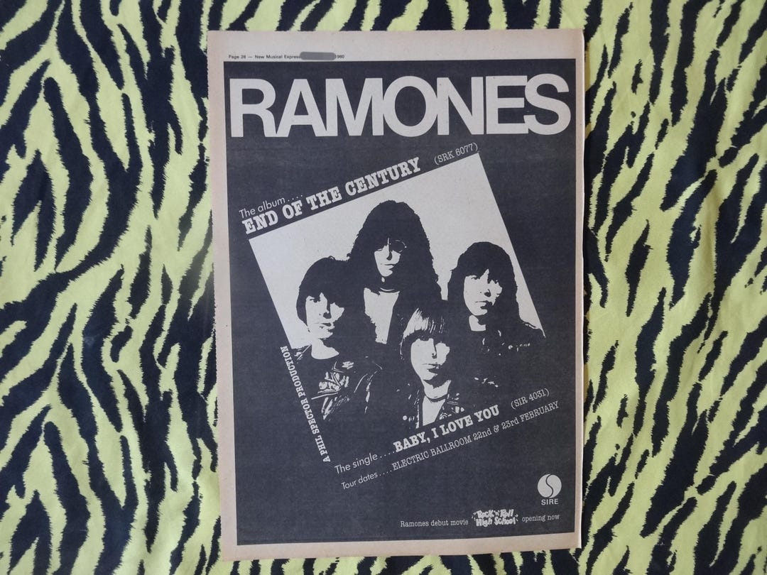 Original 1980 Ramones UK Tour Advert/poster, Rare Vintage Poster end of ...