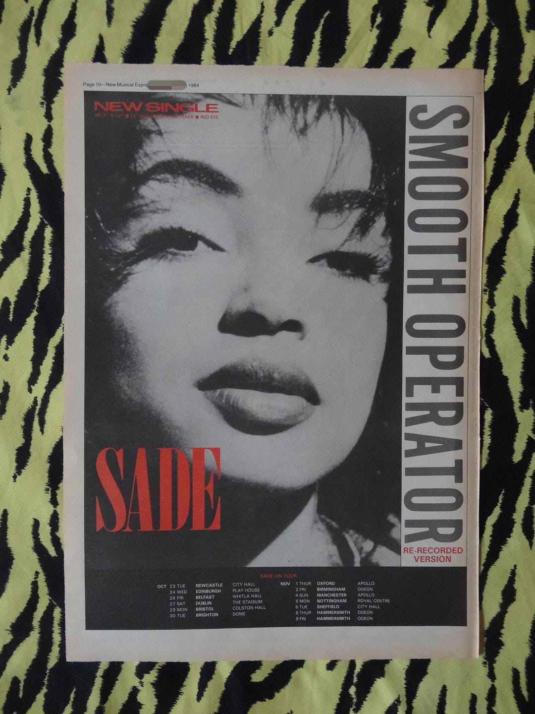 Original 1984 Sade Tour Advert/poster, Rare Vintage Poster, smooth ...