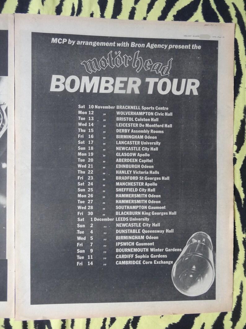 Original 1979 Motorhead Tour Double Advert/poster, Rare Vintage Poster ...