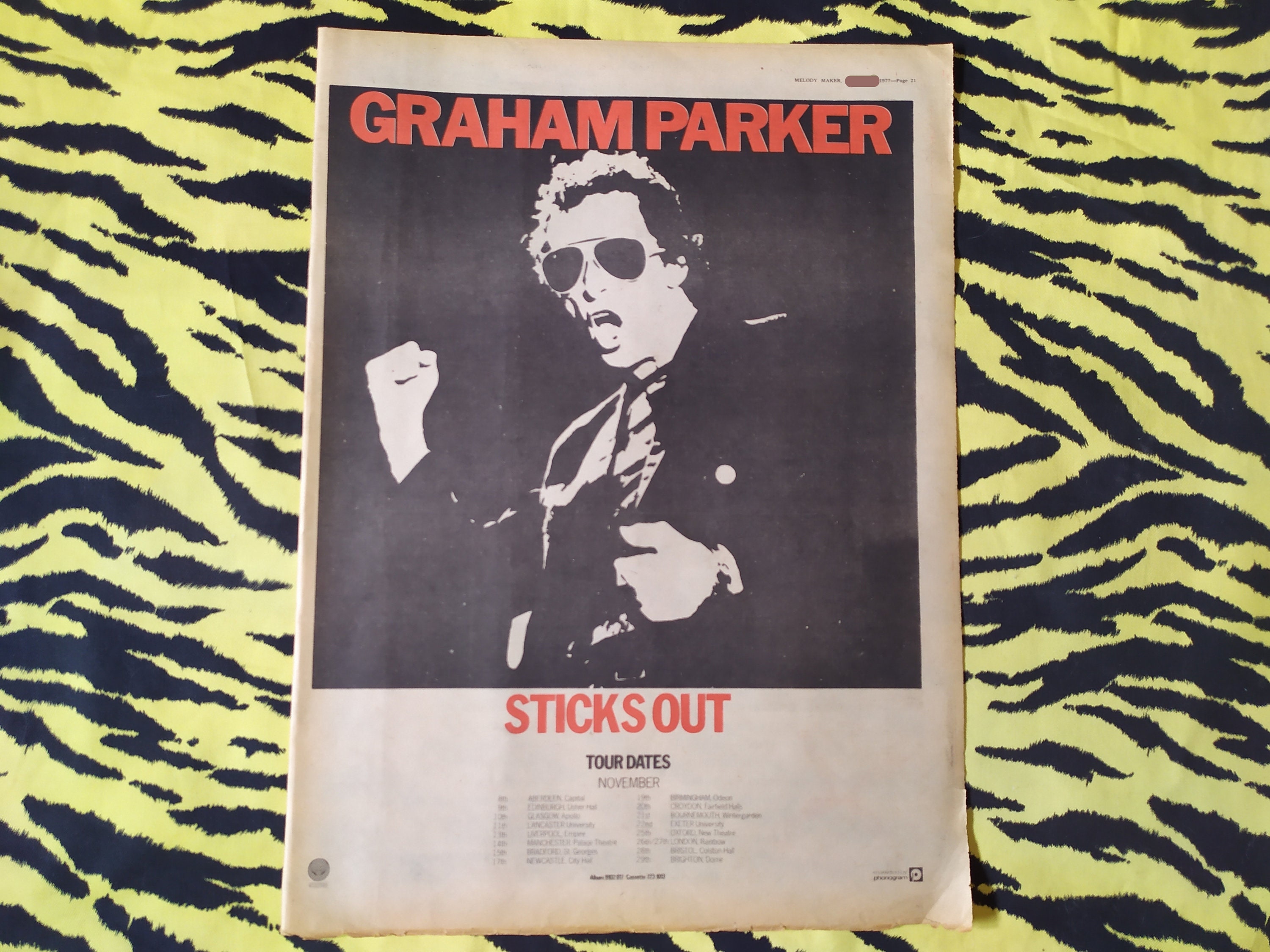 Original 1977 Graham Parker Advert/poster, Rare Vintage Poster, sticks ...