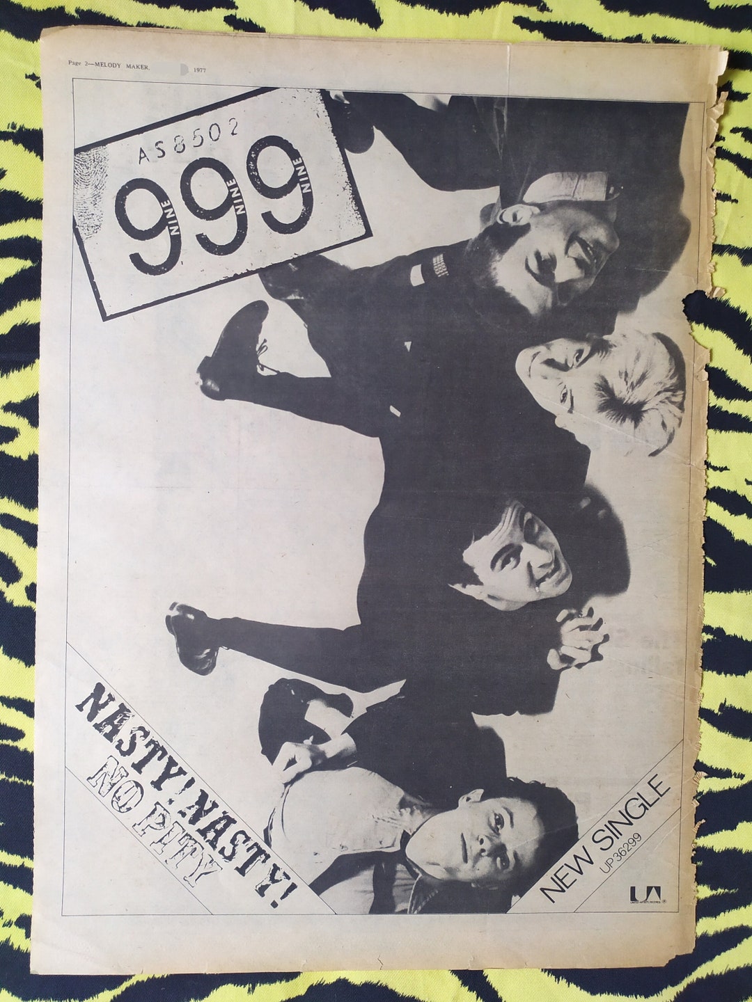 Original 1977 999 Advert/poster, Rare Vintage Poster "nasty Nasty ...