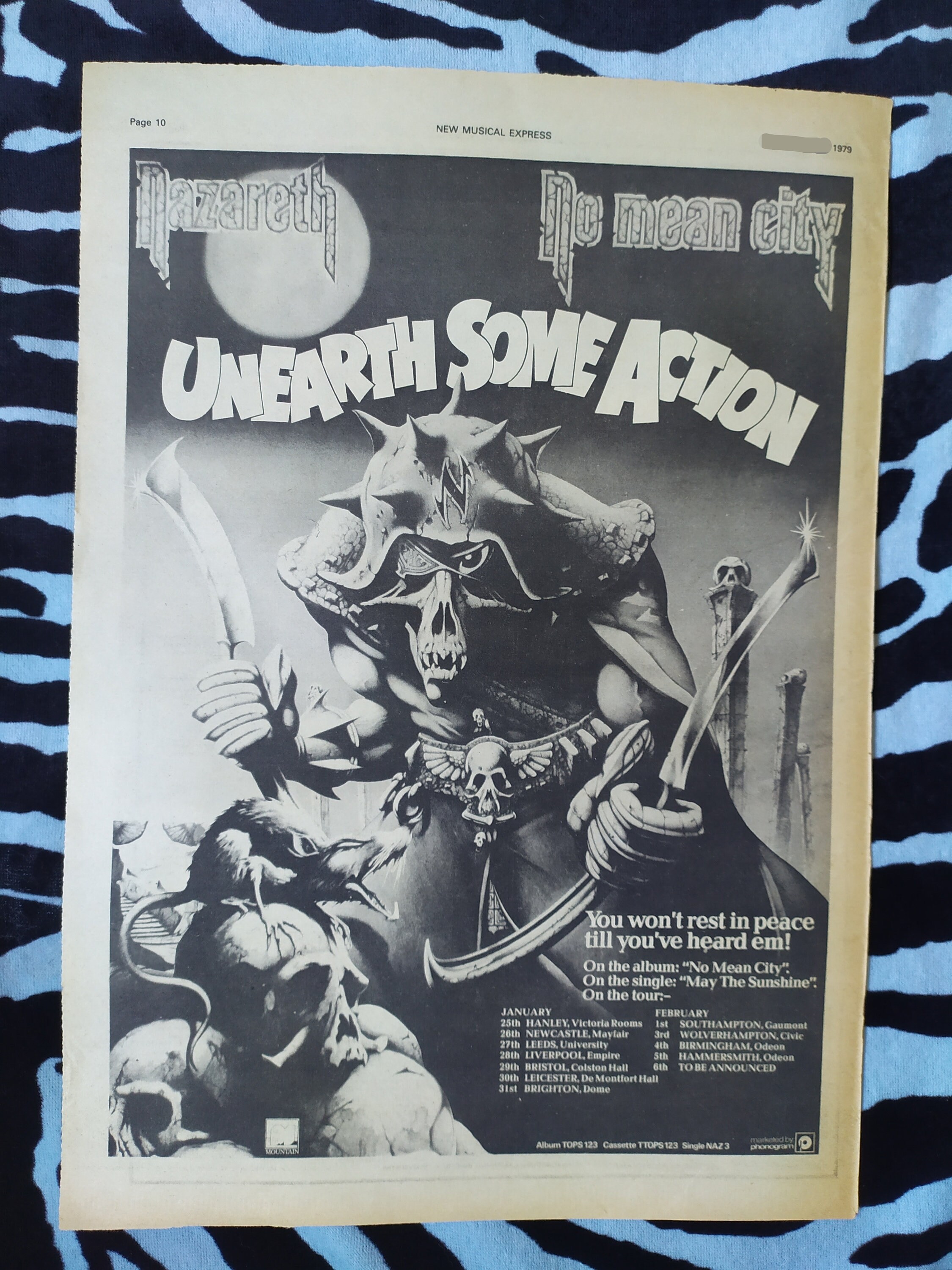 Original 1978 Nazareth Advert/poster , Rare Vintage Poster "no Mean ...