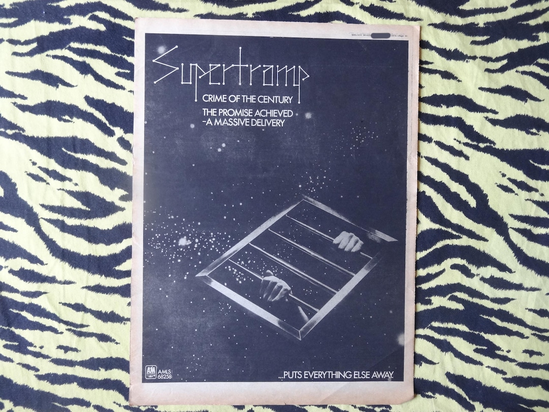 Original 1974 Supertramp Advert/poster, Rare Vintage Poster "crime of ...