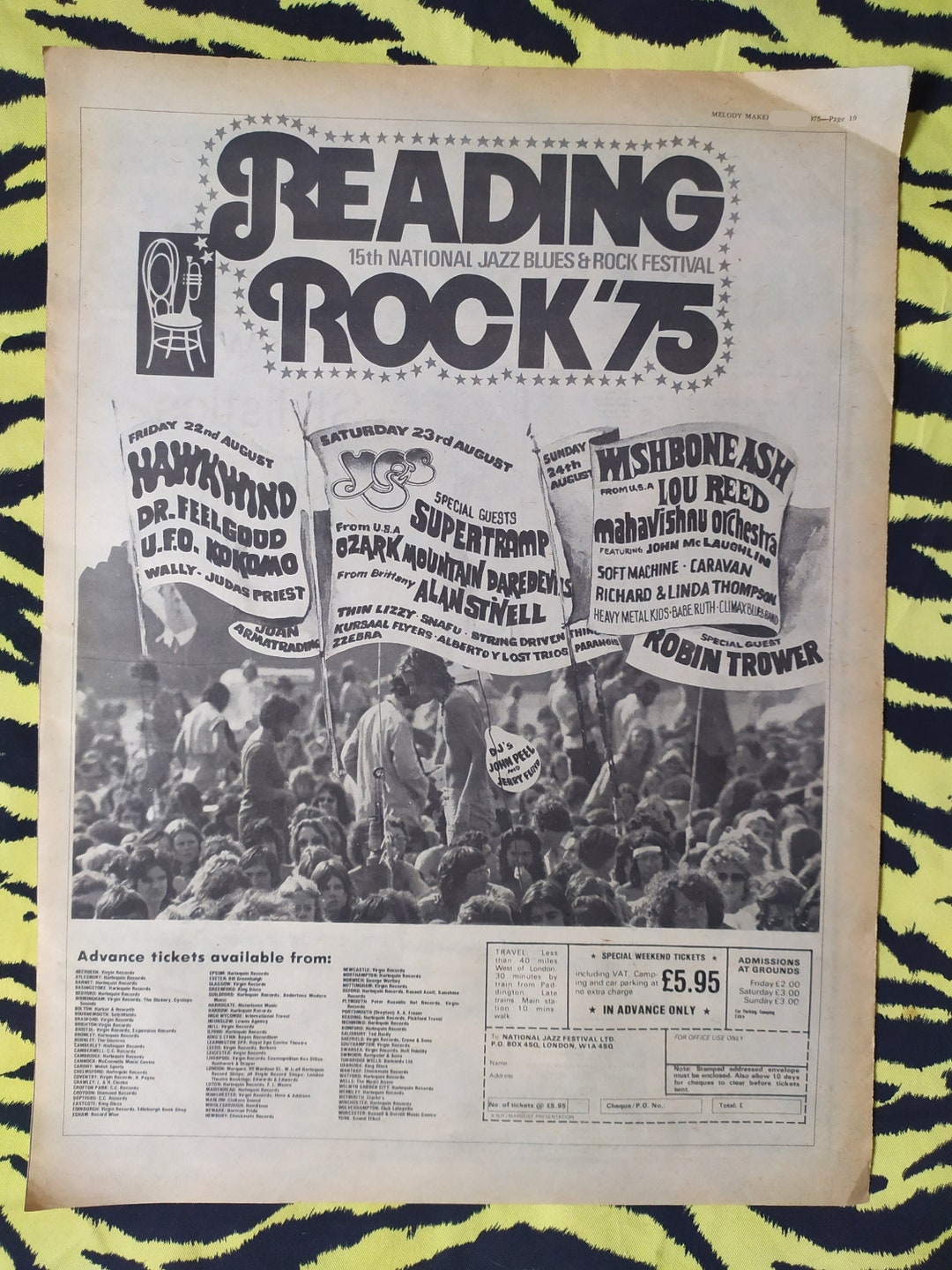 Original 1975 Reading Rock 75 Advert/poster, Rare Vintage Poster ...
