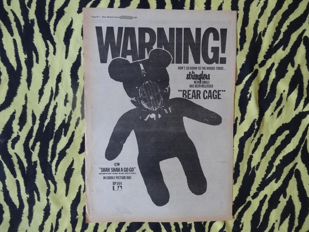 Original 1980 the Stranglers Advert/poster, Rare Vintage Poster "bear ...