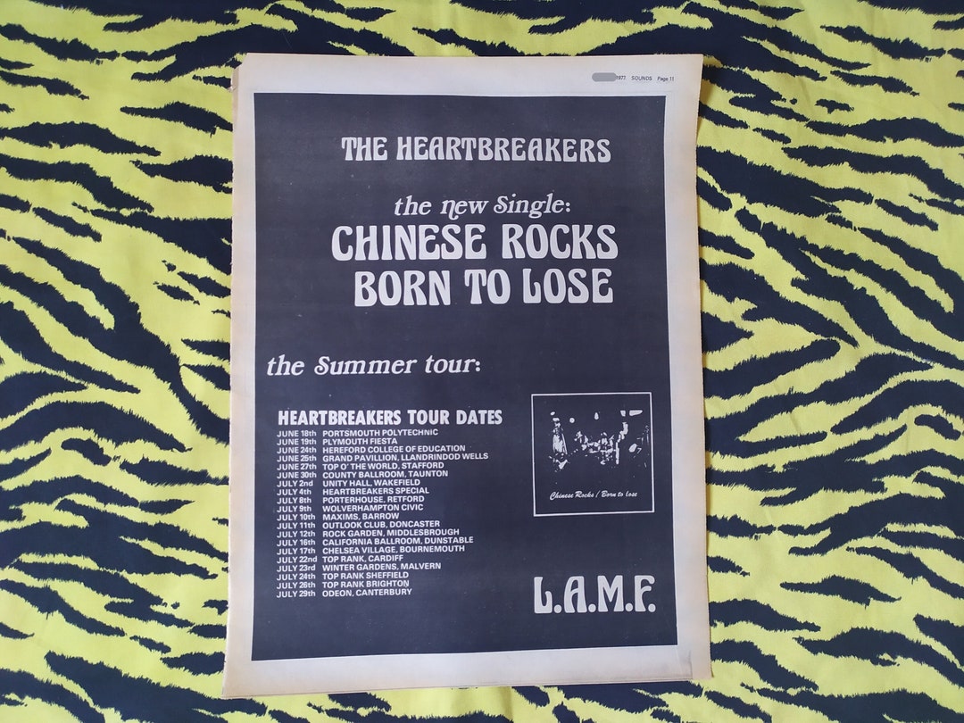 Original 1977 Johnny Thunders & Heartbreakers Advert/poster, Rare ...