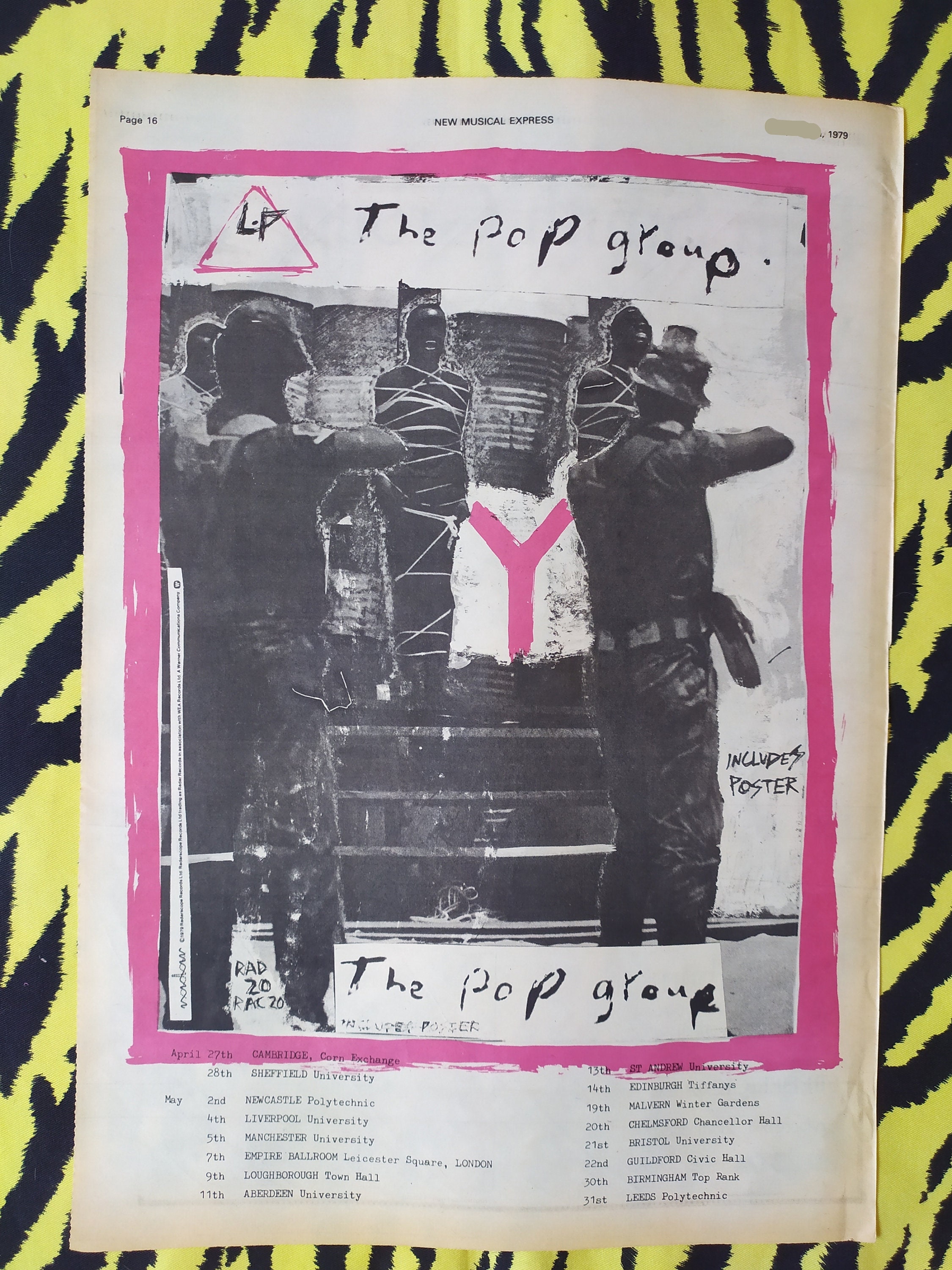 Original 1979 the Pop Group Tour Advert/poster Rare Vintage - Etsy