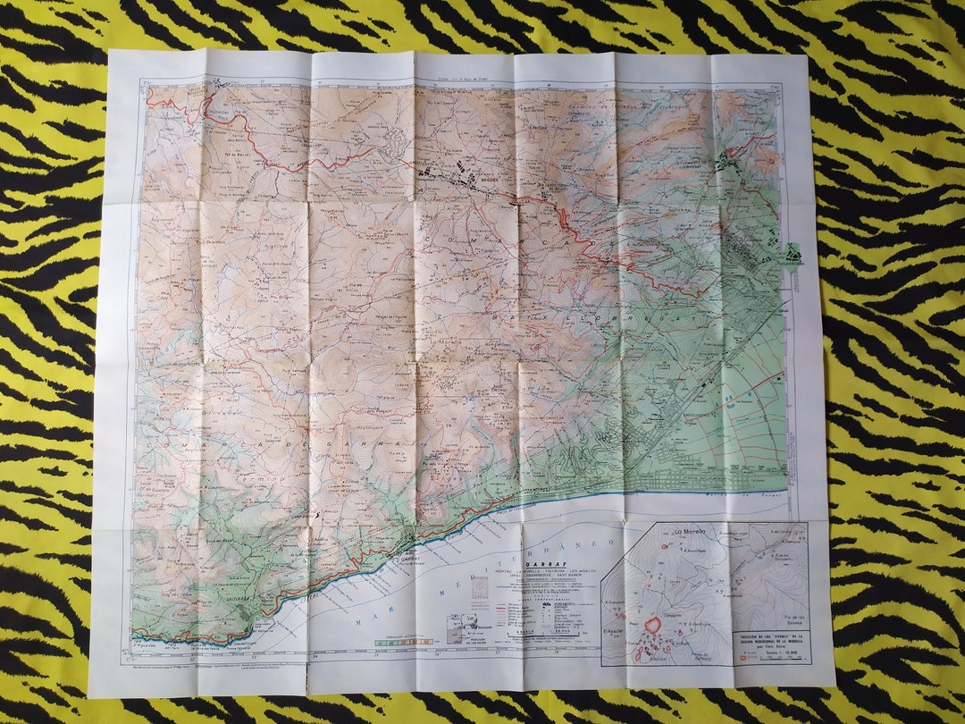 1970 Garraf, Castelldefels, Spain Vintage Map Antique Travel Guidebook ...