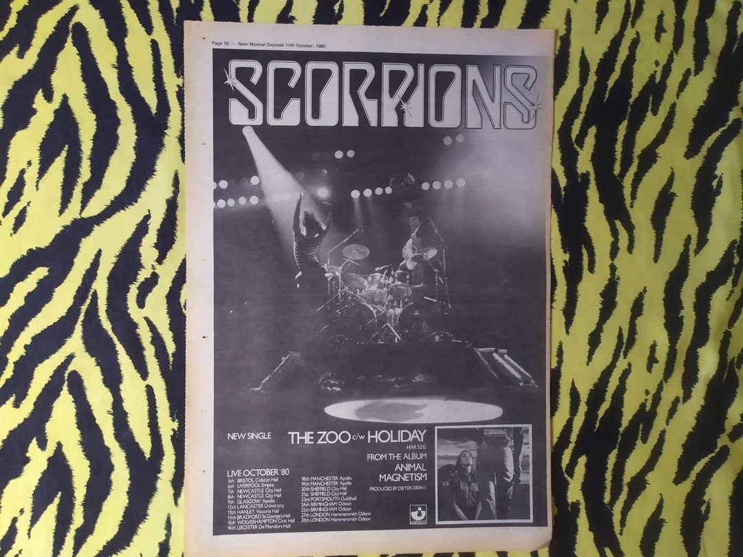Original 1979 Scorpions Tour Advert/poster, Rare Vintage Poster, Scorpions "the Zoo" Rock Poster ...