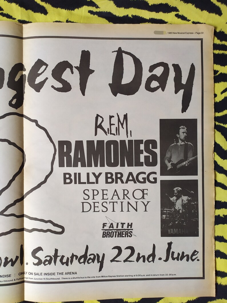 Original 1985 U2 Plus Ramones REM Billy Bragg Advert/poster, Rare ...