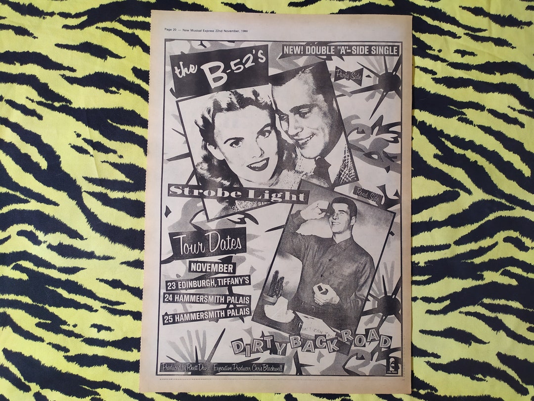 Original 1980 B-52s Advert/poster , Rare Vintage Poster "on Tour" Punk ...
