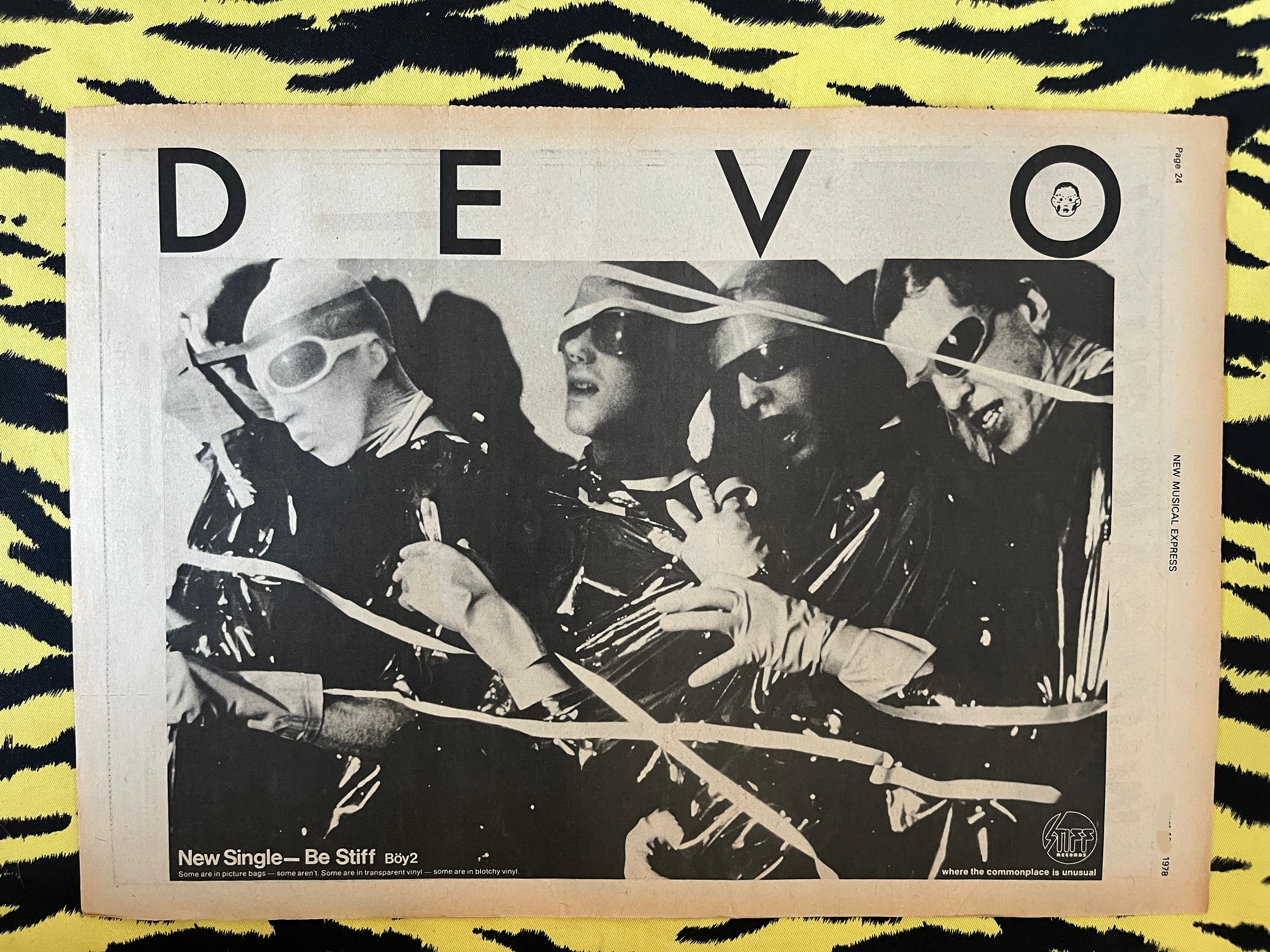 Original 1978 Devo Advert/poster, Rare Vintage Poster Be Stiff Single Punk, Pub Rock, Sex ...