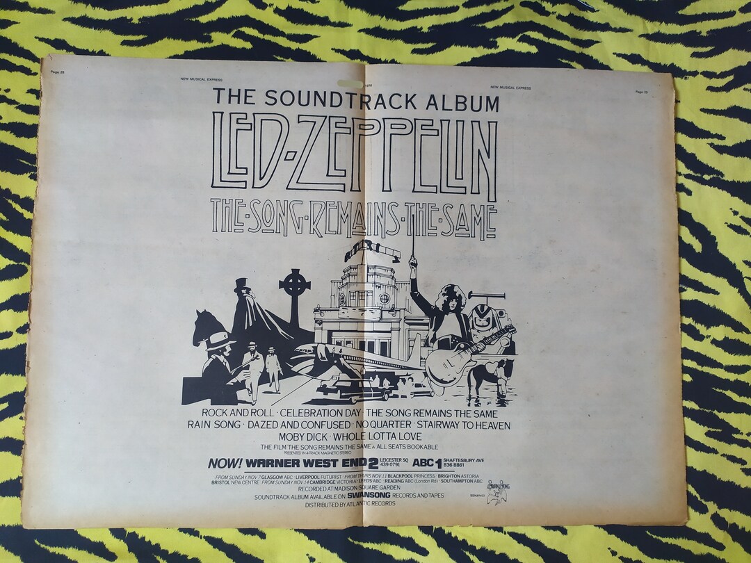 Original 1976 LED ZEPPELIN Double Advert/poster, "live" Rare Vintage ...