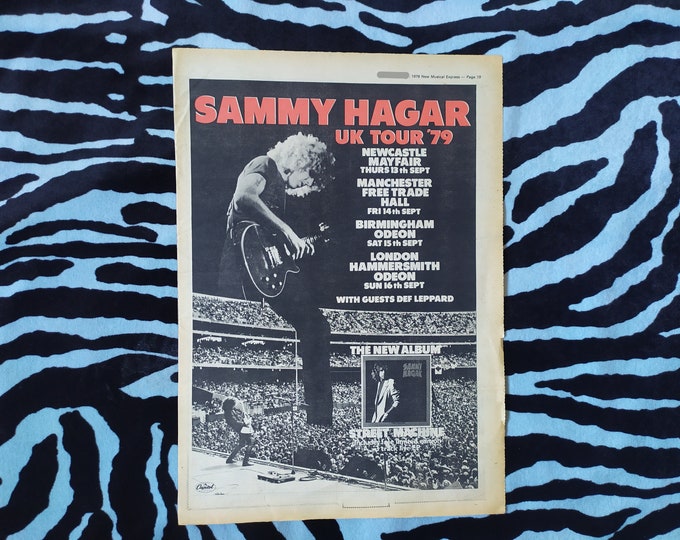 Original 1979 Sammy Hagar Tour Advert Poster, Rare Vintage Poster ...