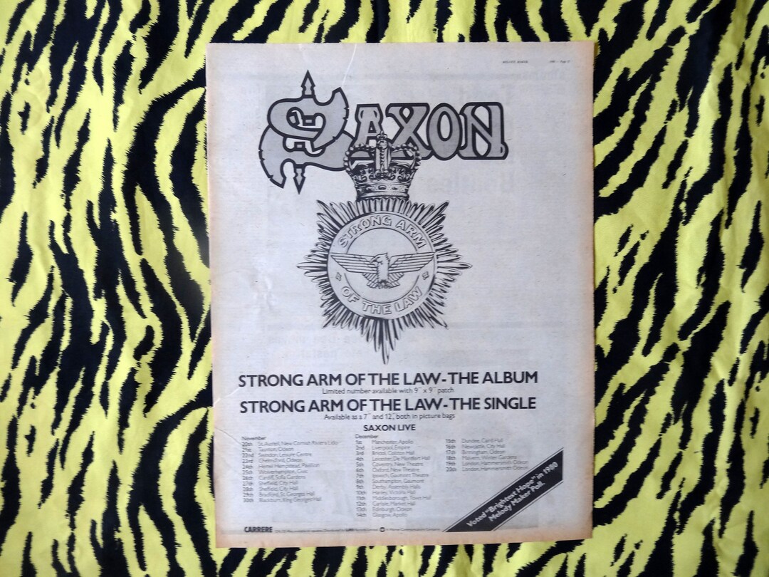 Original 1980 Saxon Tour Advert/poster, Rare Vintage Poster Rainbow ...